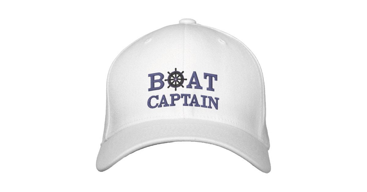 Nautical Boat Captain Custom Embroidered Baseball Cap | Zazzle