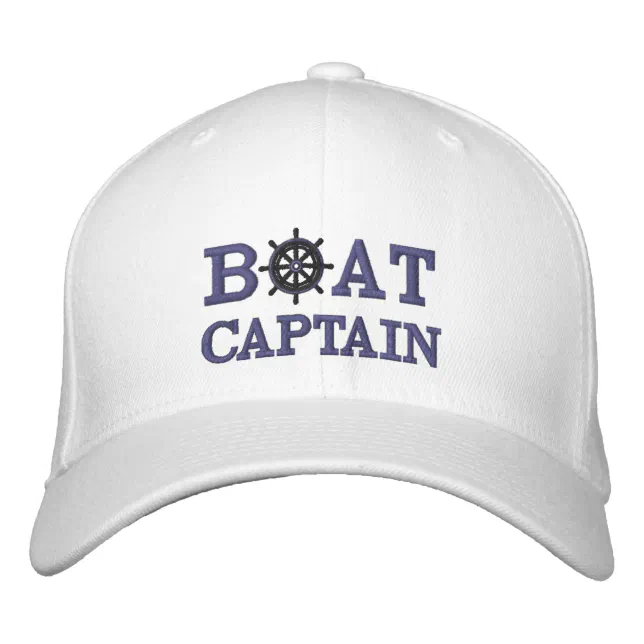 Nautical Boat Captain Custom Embroidered Baseball Cap | Zazzle