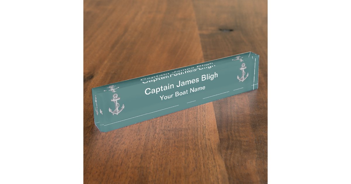 Nautical Boat Captain Desk Name Plates | Zazzle