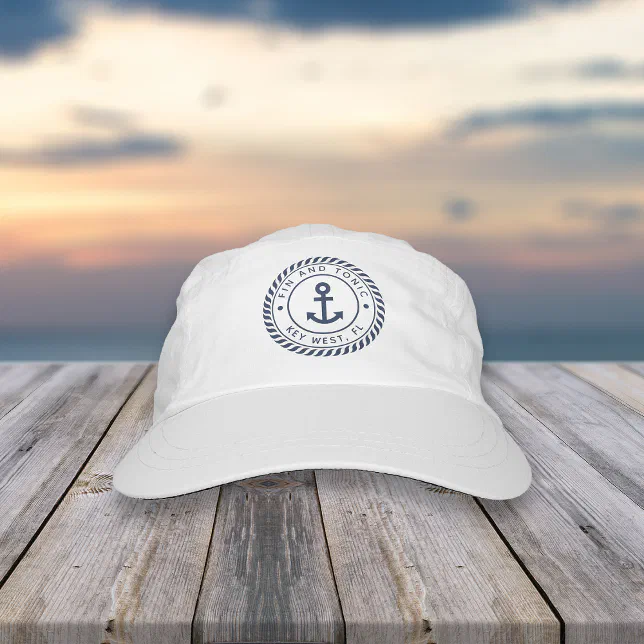 Nautical Boat Name Anchor Logo Hat | Zazzle