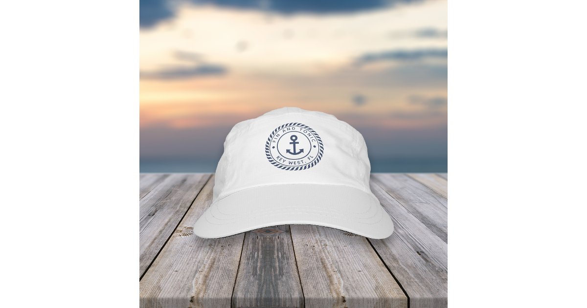 Nautical Boat Name Anchor Logo Hat | Zazzle