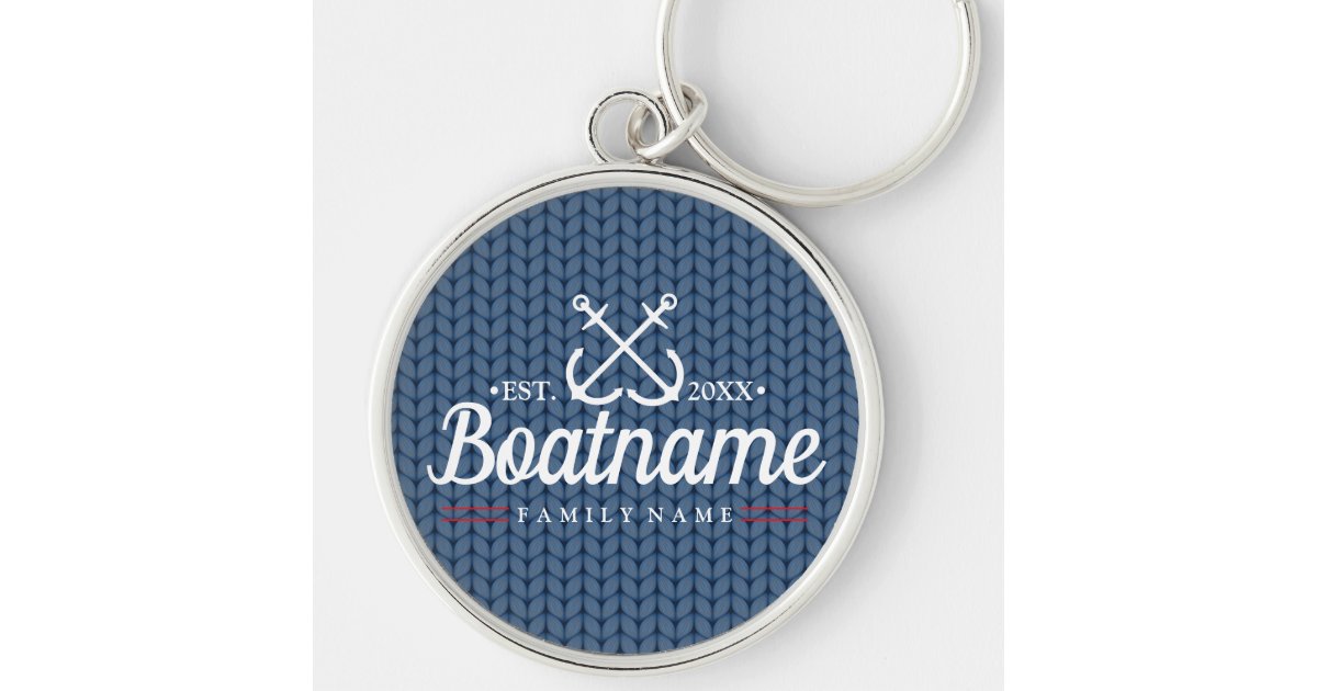 Nautical Boat Name Winter Wool Personalized Keychain | Zazzle