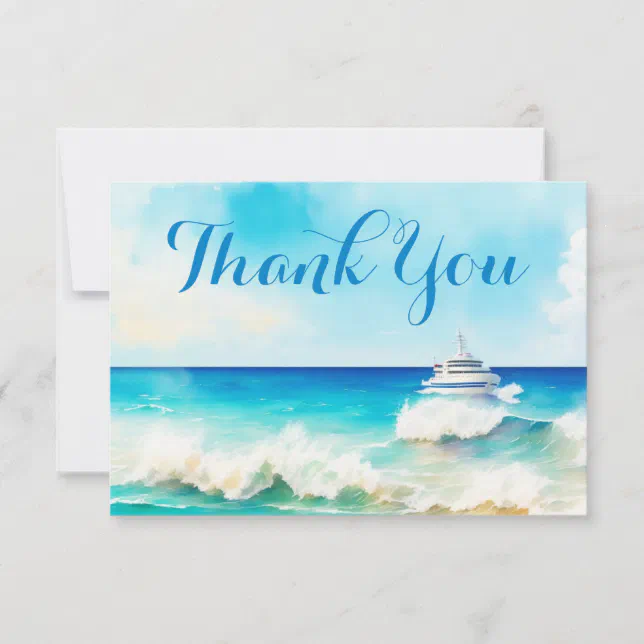 Nautical Boat Ocean Cruise Crew Appreciation Thank You Card | Zazzle