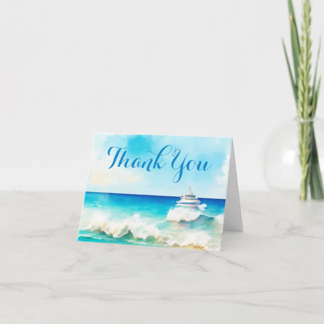 Nautical Boat Ocean Cruise Crew Appreciation Thank You Card | Zazzle