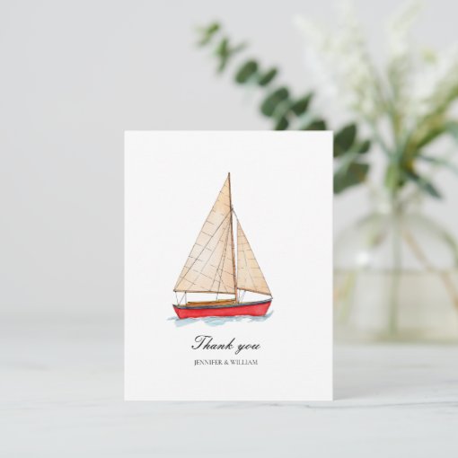 Nautical Boat Wedding Thank You Card | Zazzle