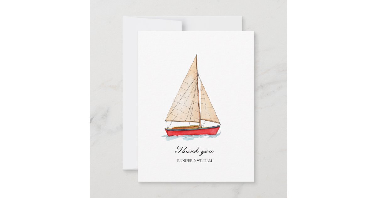 Nautical Boat Wedding Thank You Card | Zazzle