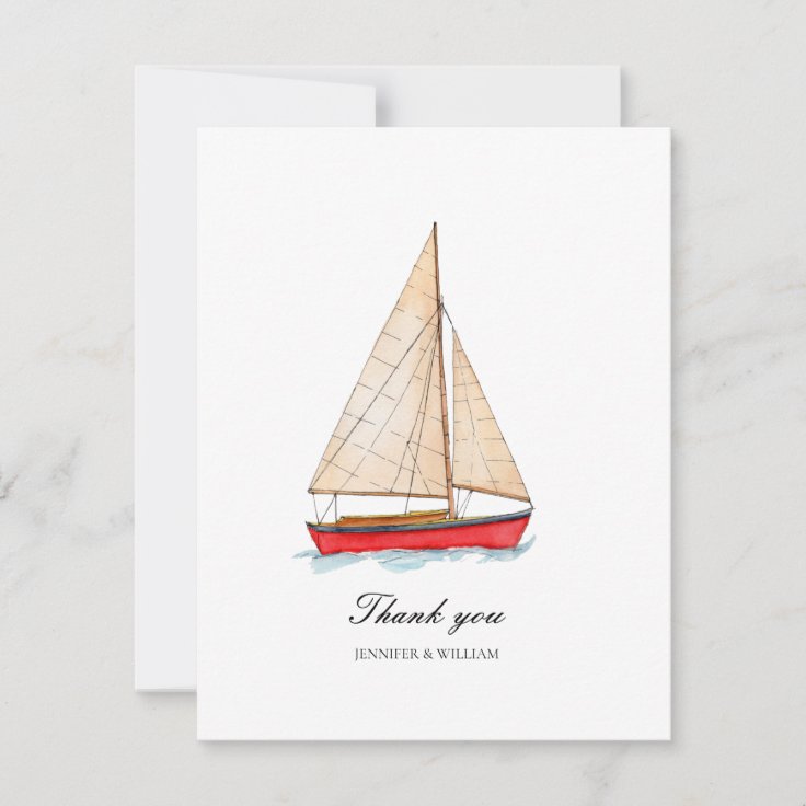 Nautical Boat Wedding Thank You Card | Zazzle