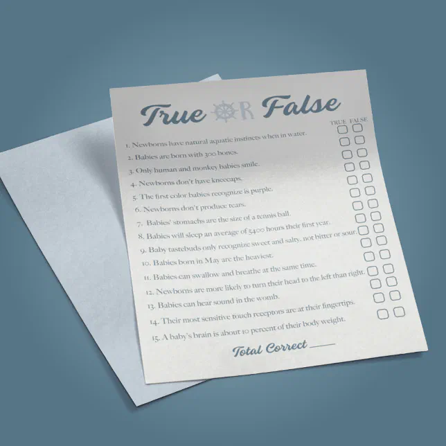 Nautical Boy Baby Shower True False Game Flyer | Zazzle