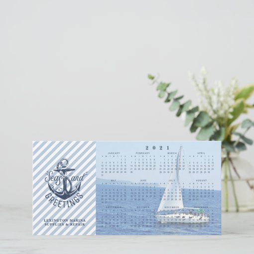 Nautical Business 2021 Calendar SEAsons Greetings Holiday Card | Zazzle