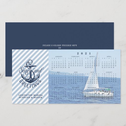 Nautical Business 2021 Calendar SEAsons Greetings Holiday Card | Zazzle