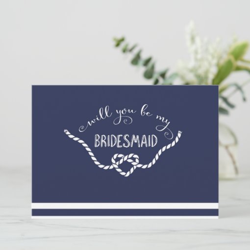 Nautical Calligraphy Will You Be My Bridesmaid Invitation | Zazzle