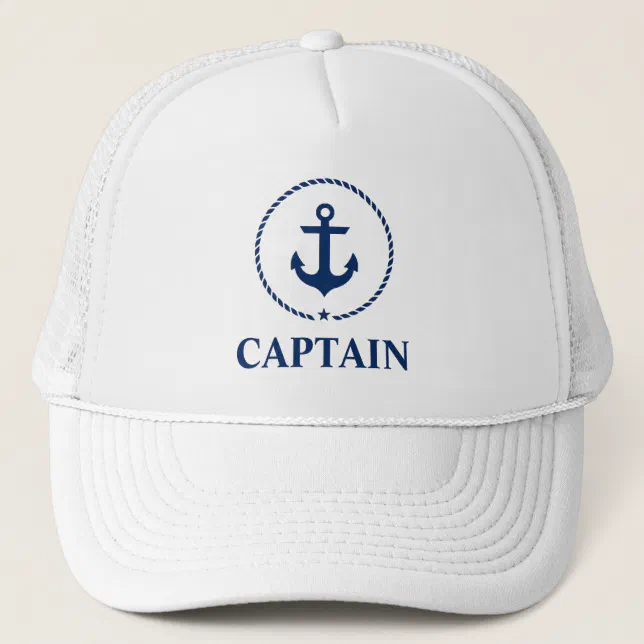 Nautical Captain Anchor Rope Trucker Hat | Zazzle
