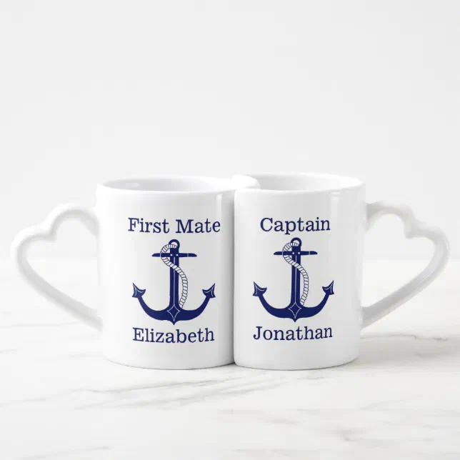 Nautical Captain and First Mate Couple's Coffee Mug Set | Zazzle