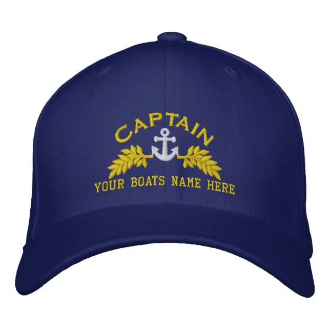 Nautical Captain boat anchor Embroidered Baseball Cap | Zazzle