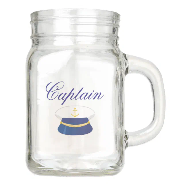 Nautical Captain Mason Jar Mug with Captain's Hat | Zazzle