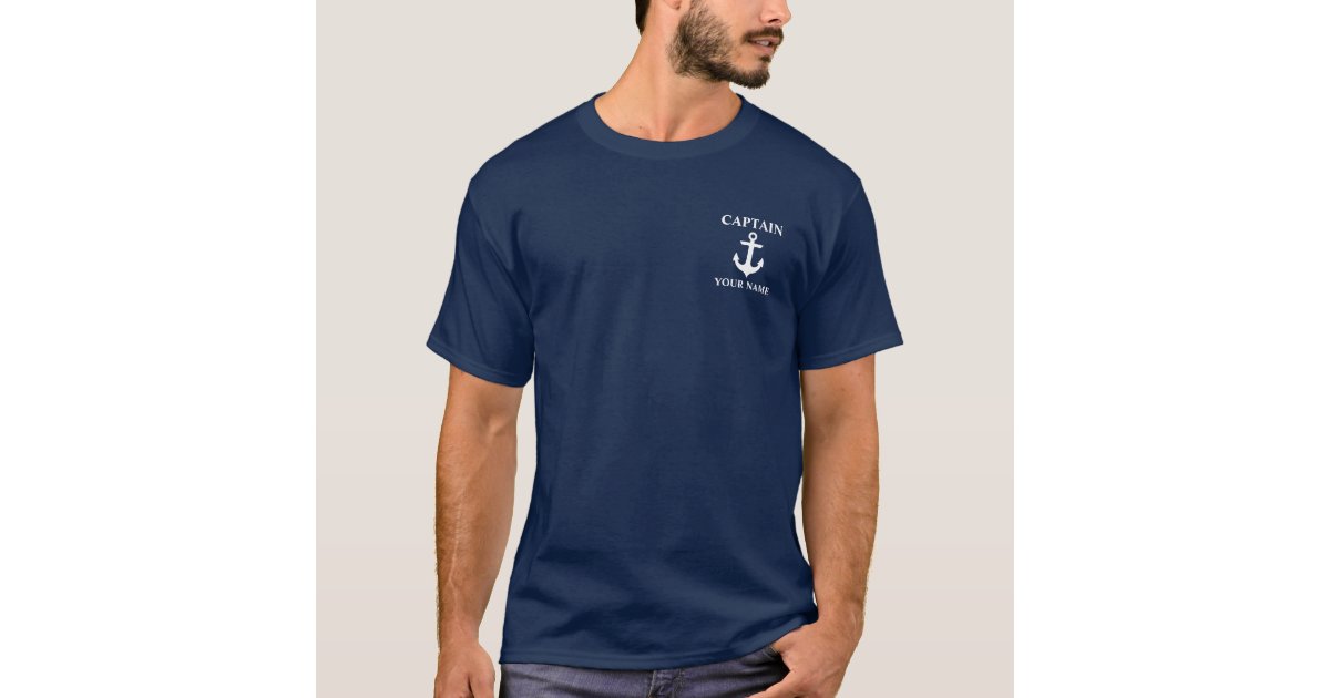 Nautical Captain Name Anchor Blue T-Shirt M | Zazzle