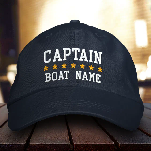 Nautical Captain Your Boat Name Cap Bl | Zazzle