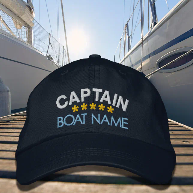 Nautical Captain Your Boat Name Personalized Cap | Zazzle