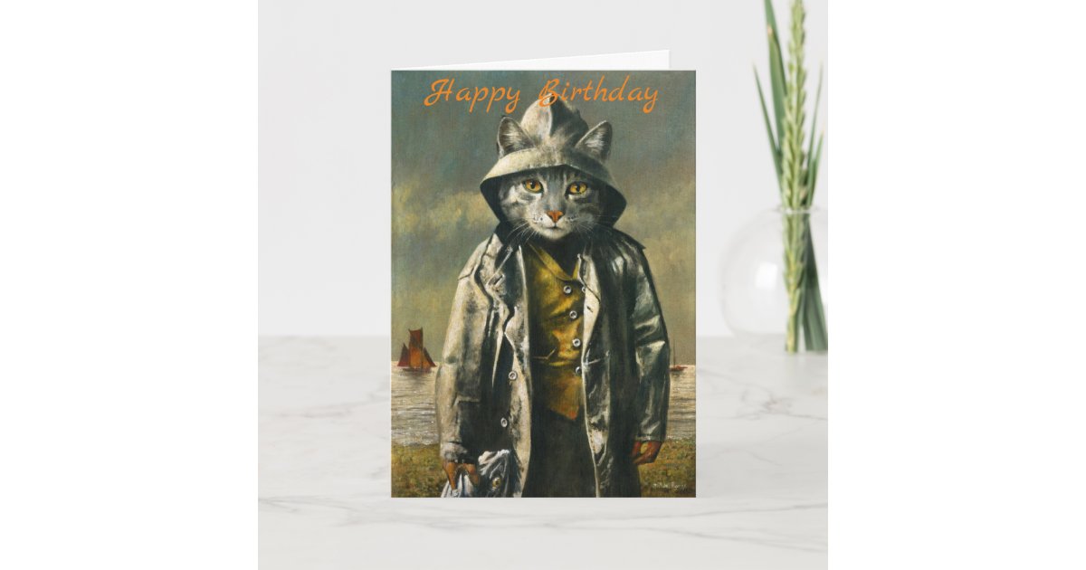 Nautical Cat Birthday Card | Zazzle