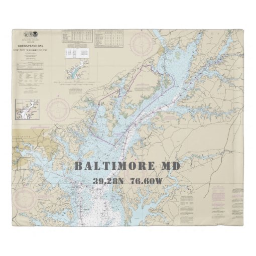 Nautical Chart Latitude Longitude: Baltimore KING Duvet Cover | Zazzle