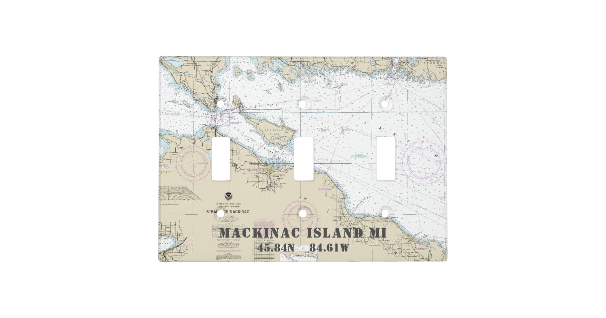 Nautical Chart Latitude Longitude Northe Michigan Light Switch Cover ...