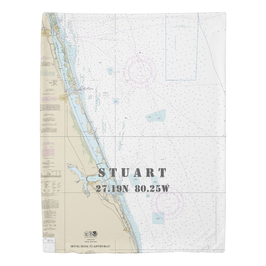 Nautical Chart Latitude Longitude: Stuart FL TWIN Duvet Cover | Zazzle