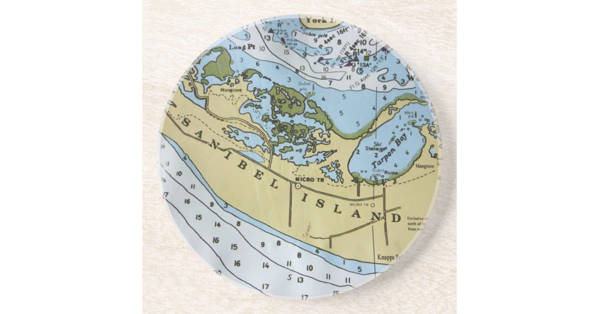Nautical Chart Sanibel Sandstone Coaster | Zazzle