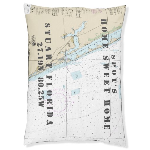 Nautical Chart Stuart Florida Pet's Name Pet Bed | Zazzle