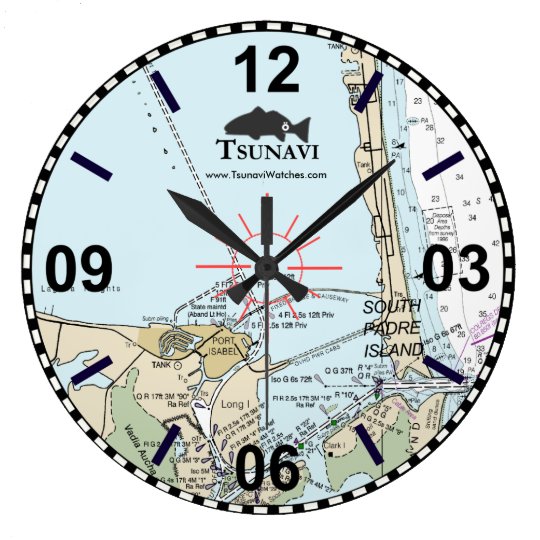 Nautical Chart Wall Clock - South Padre Island | Zazzle.com