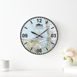 Nautical Chart Wall Clock - South Padre Island | Zazzle