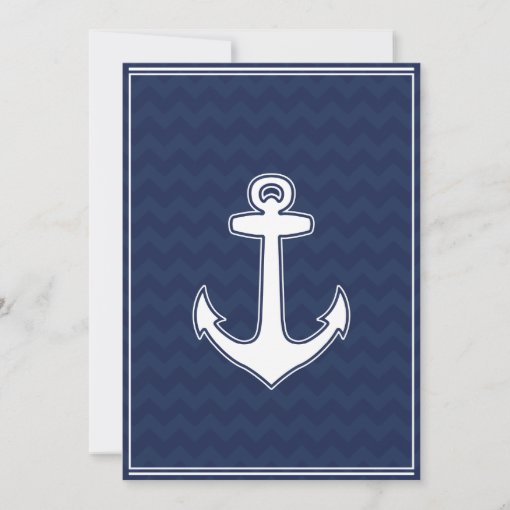 Nautical chevron navy blue wedding invitation | Zazzle