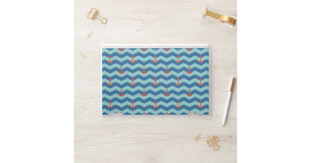 Nautical Chevron Pattern HP Laptop Skin | Zazzle