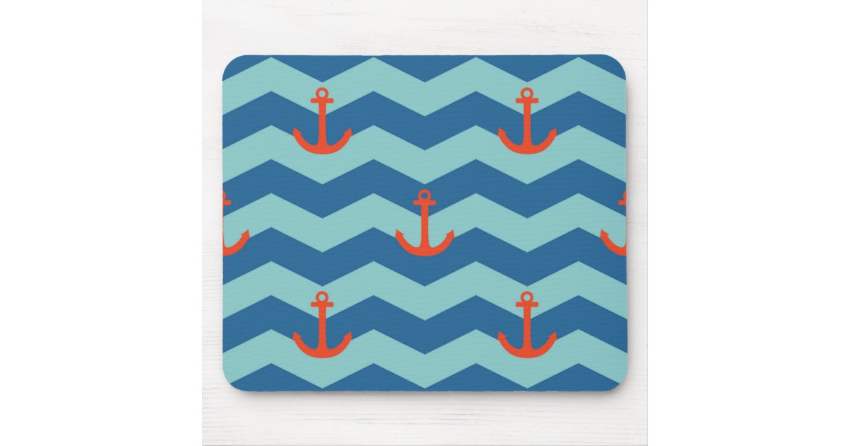 Nautical Chevron Pattern Mouse Pad | Zazzle