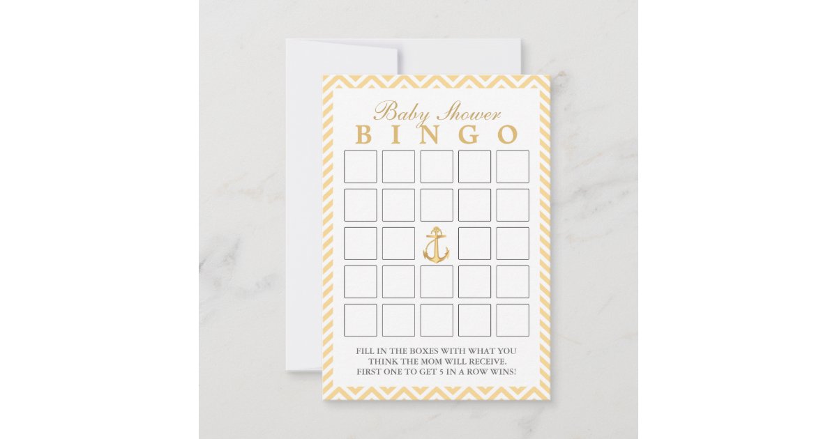 Nautical Chevron Stripes Baby Shower Bingo Cards | Zazzle