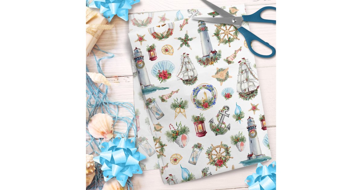Nautical Christmas Beach Coastal Tissue Paper | Zazzle