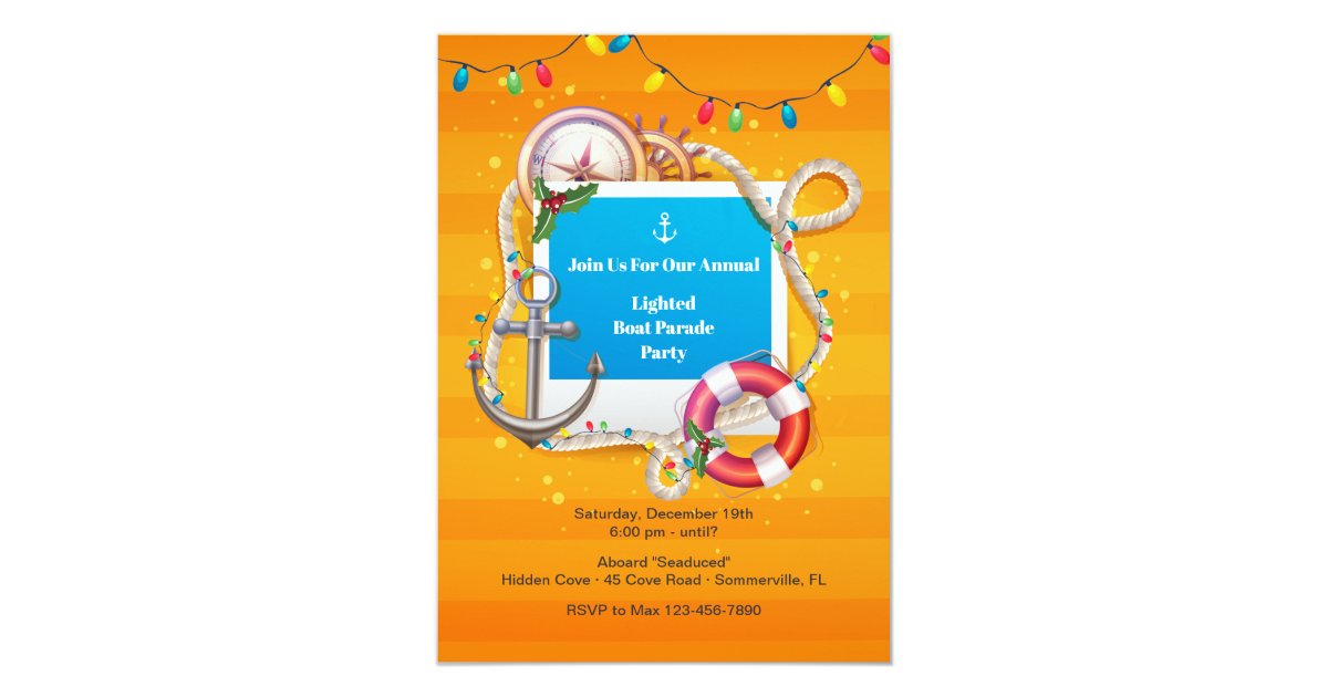 Nautical Christmas Boat Parade Invitation | Zazzle.com