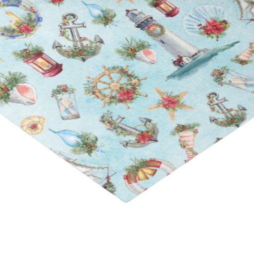 Nautical Christmas Lighthouses Sailing Ships Tissue Paper | Zazzle