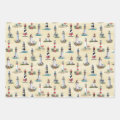 Nautical Christmas Lighthouses Watercolor Coastal Wrapping Paper Sheets ...