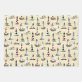 Nautical Christmas Lighthouses Watercolor Coastal Wrapping Paper Sheets ...