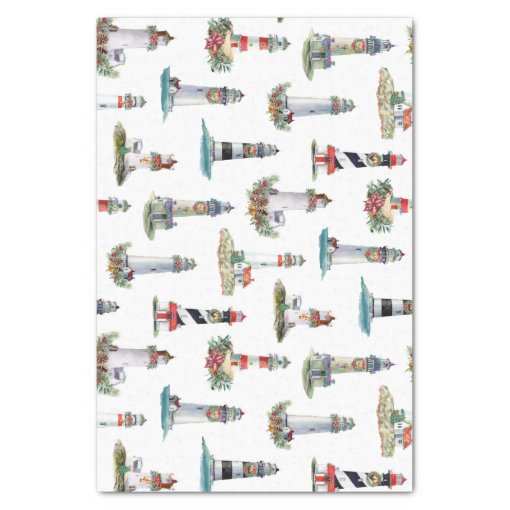Nautical Christmas Lighthouses White Tissue Paper | Zazzle