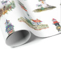 Nautical Christmas Lighthouses White Wrapping Paper | Zazzle