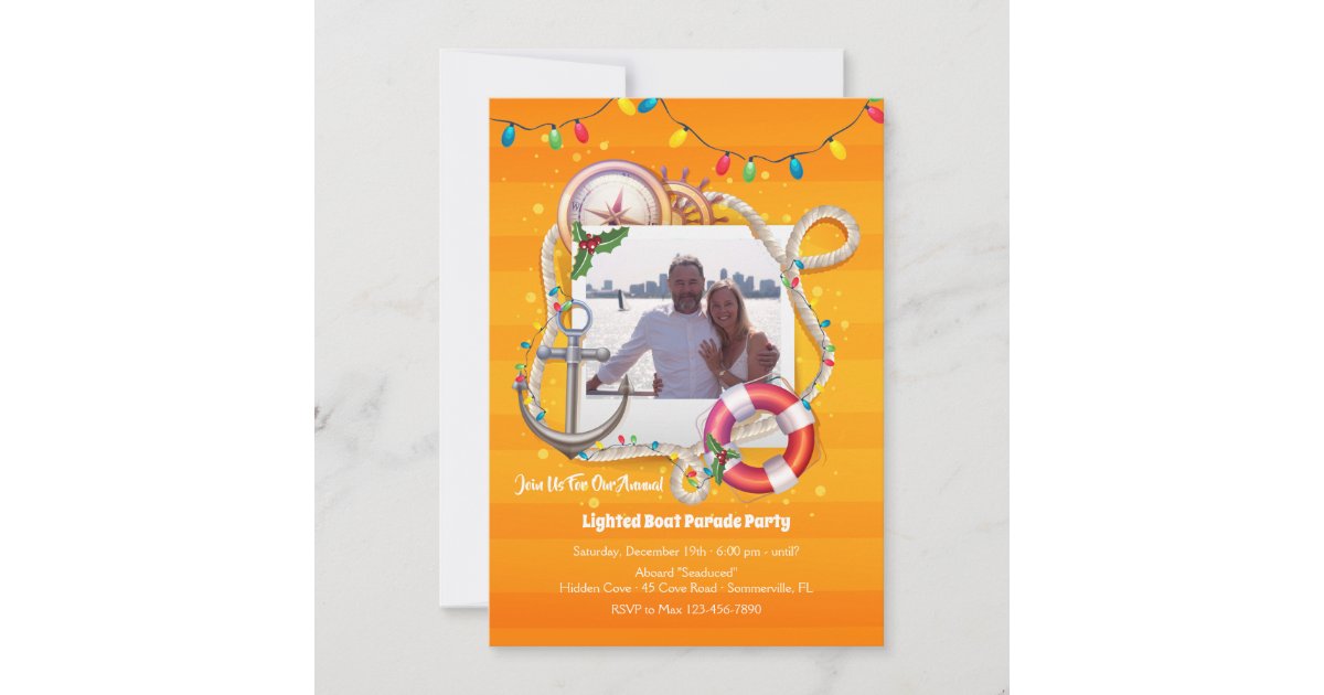Nautical Christmas Photo Boat Parade Invitation | Zazzle