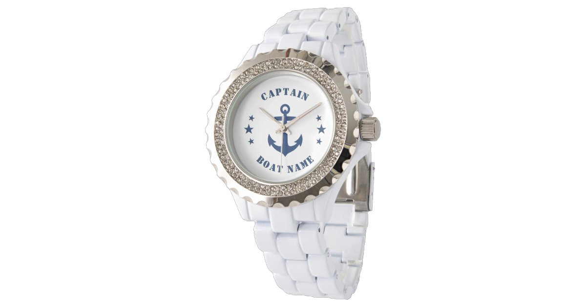 Nautical Classic Anchor Captain Boat or Name Navy Watch | Zazzle