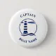 Nautical Classic Light Captain Boat Name Navy Blue Button | Zazzle