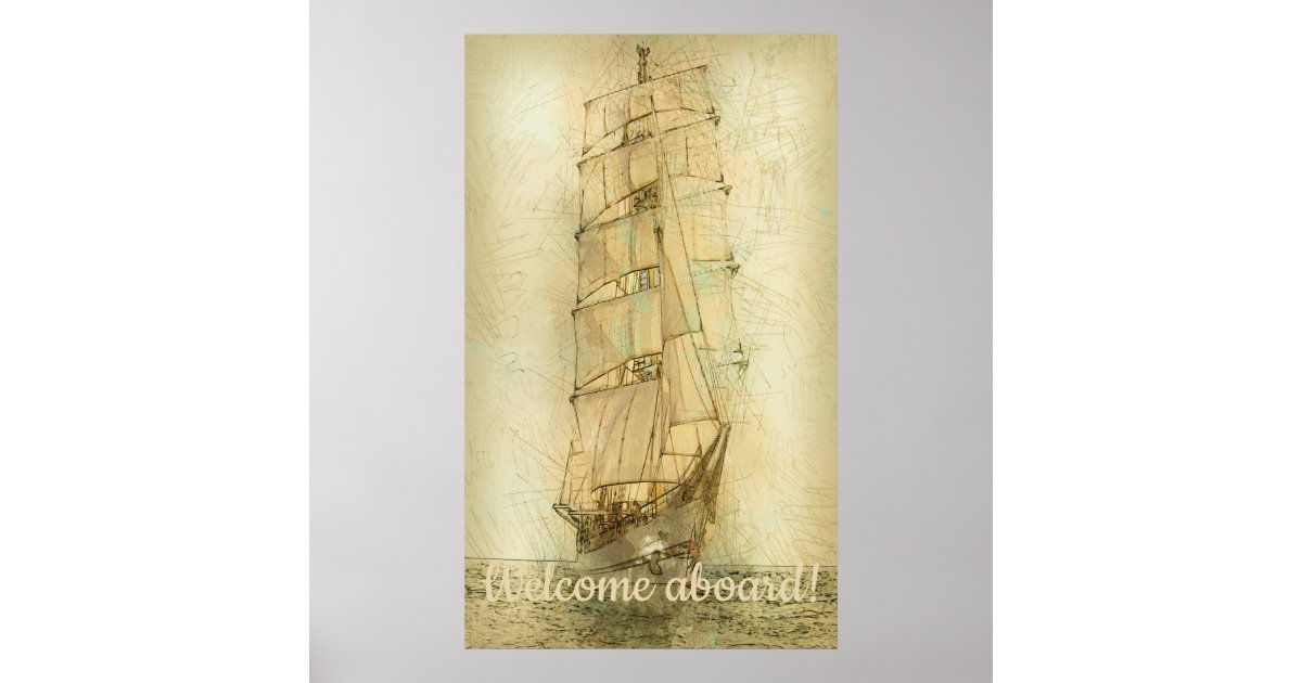 Nautical Classic Ship (Neutral) Poster | Zazzle