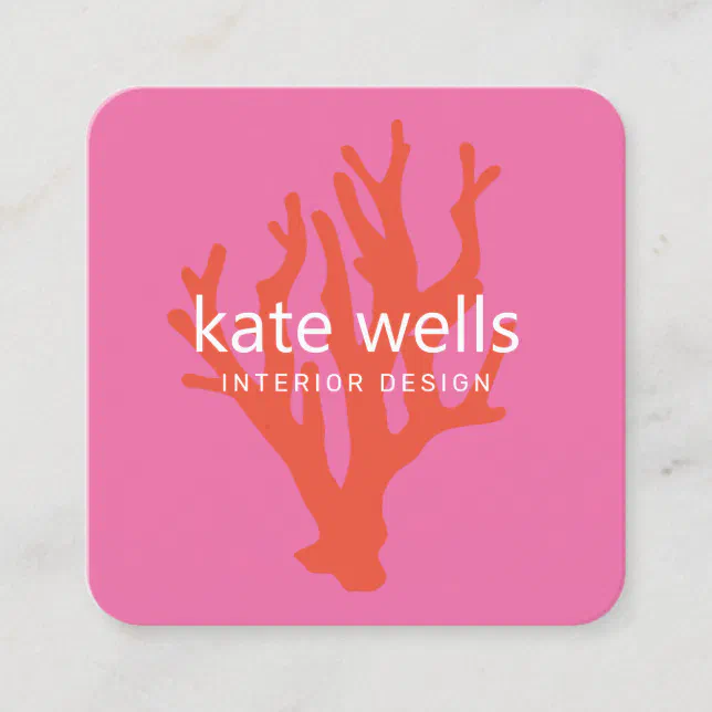 Nautical Coastal Red Coral Reef Square Business Card | Zazzle