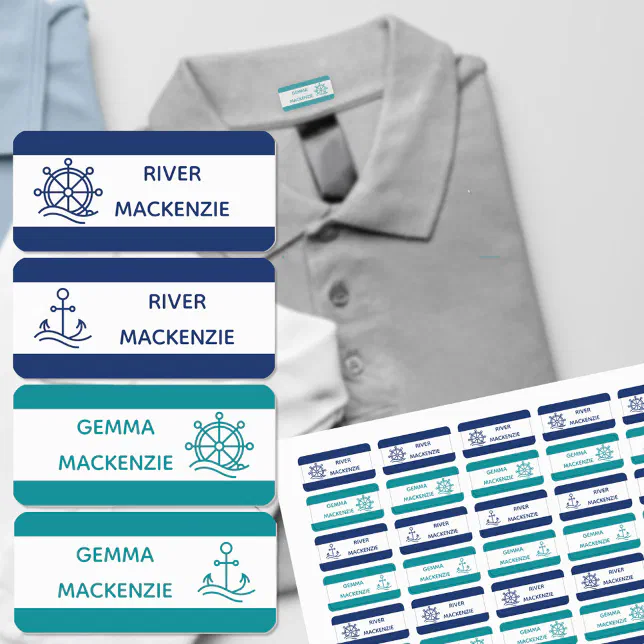 Nautical Color Coded Clothing Name Labels | Zazzle