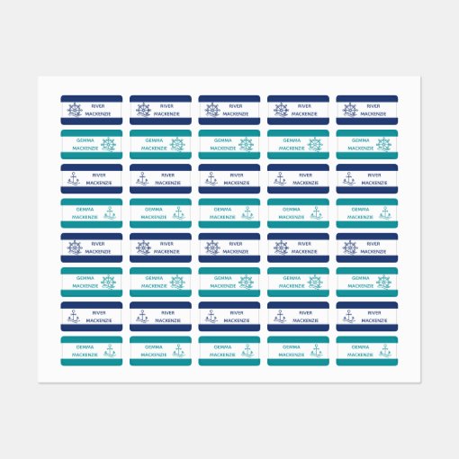 Nautical Color Coded Clothing Name Labels | Zazzle