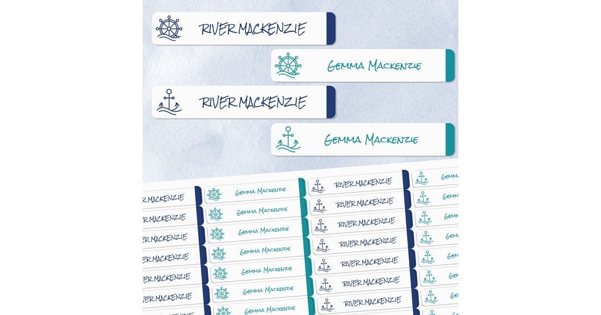 Nautical Color Coded Waterproof Name Labels | Zazzle