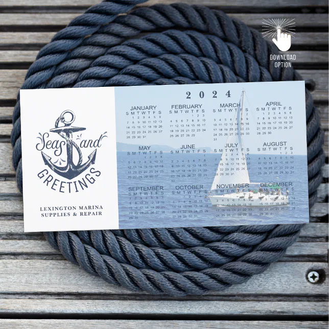 Nautical Company 2024 Calendar SEAS AND GREETINGS Holiday Card | Zazzle